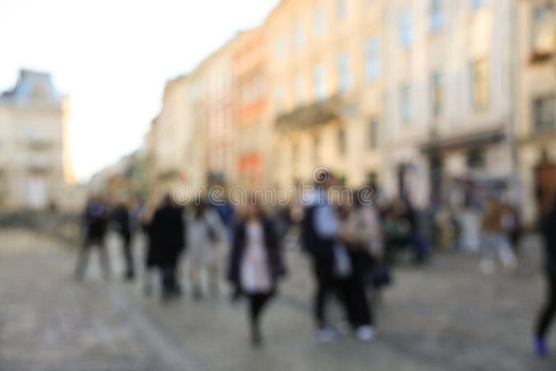 Blurred View of People Walking on City Street Stock Photo - Image of ...