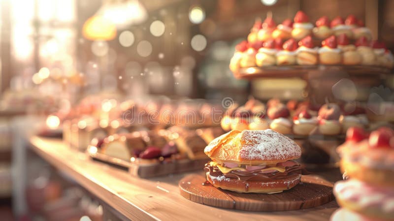 Blurred View of a Quaint Bakery Shop with Rustic Charm and Delectable ...
