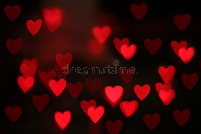 Blurred View of Red Heart Shaped Lights on Background Stock Image ...