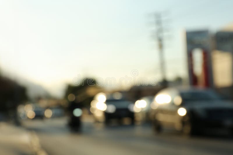 Blurred View of Road with Cars, Bokeh Effect Stock Photo - Image of ...