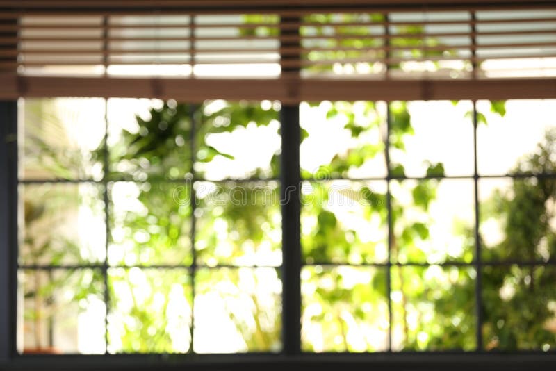 Blurred View through Window on Garden Stock Image - Image of leafage ...