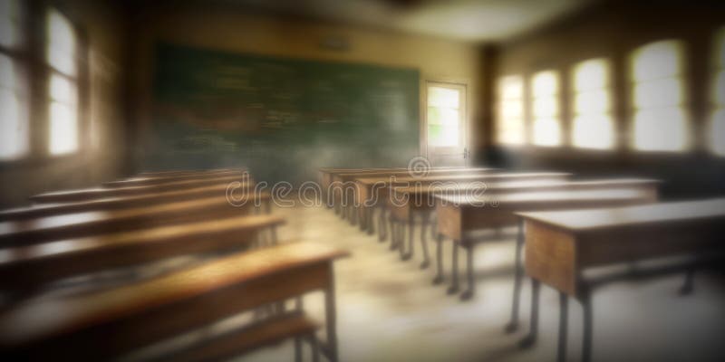 A Blurred Vision on an Old Classroom Stock Illustration - Illustration ...