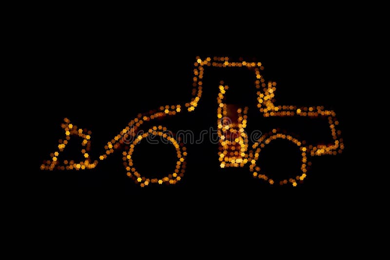 Blurred Wheel Loader Decorated with Lights Stock Image - Image of ...