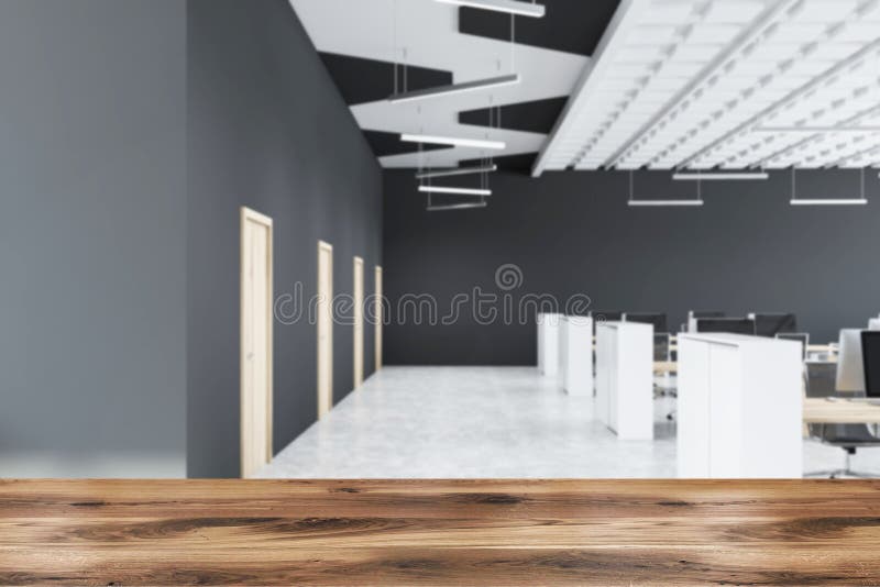 Blurred White Ceiling Open Space Office with Doors Stock Illustration ...