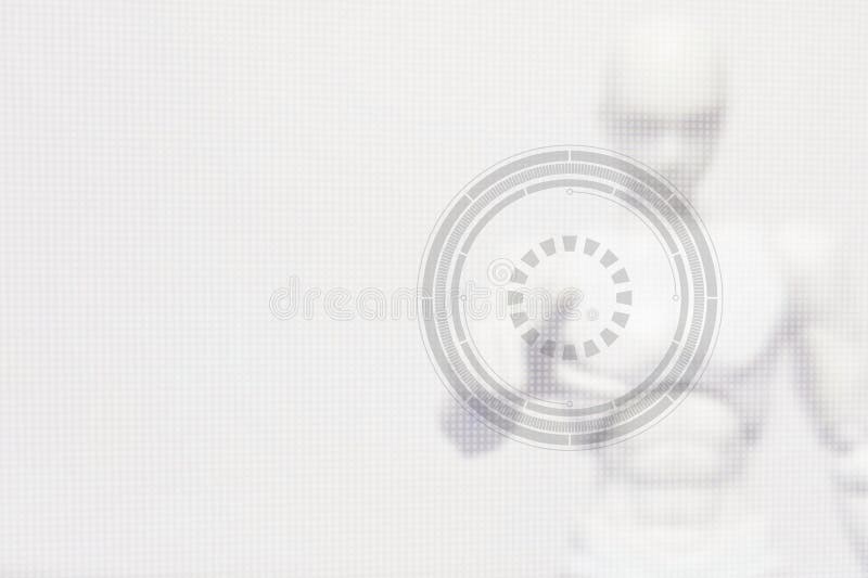 Blurred White Robot Cyborg Man with Hand Pointing on Hi Tech Circle ...