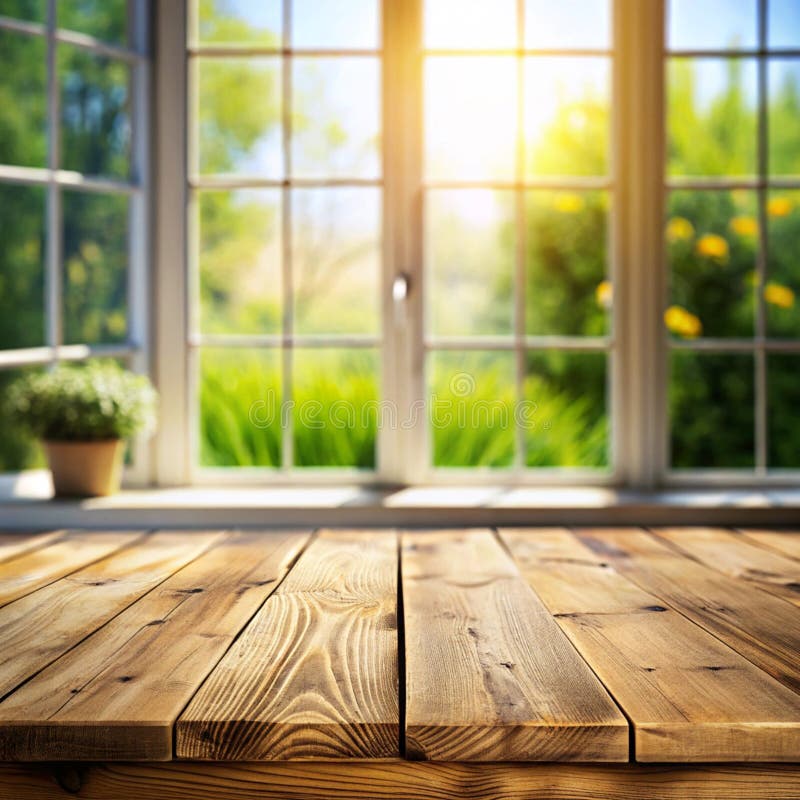 Blurred Window Background with Table Stock Illustration - Illustration ...