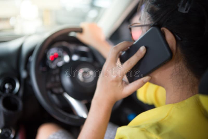 Women Talk Mobile Phone while Driving Stock Photo - Image of driver ...