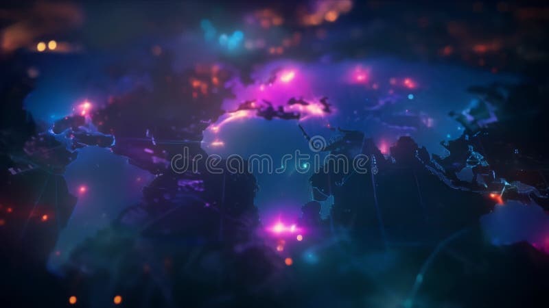 A Blurred World Map is Shown in a Dark Setting, Highlighting Global ...