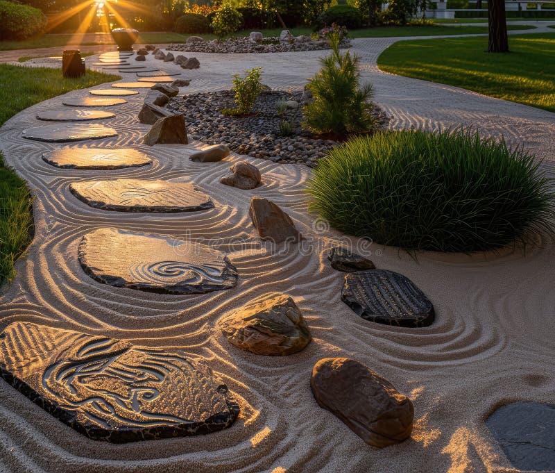 Blurred Zen Garden Path with Decorative Stones. AI Generation Stock ...