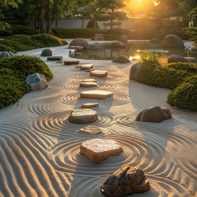 Blurred Zen Garden Path with Sunlight. AI Generation Stock Photo ...