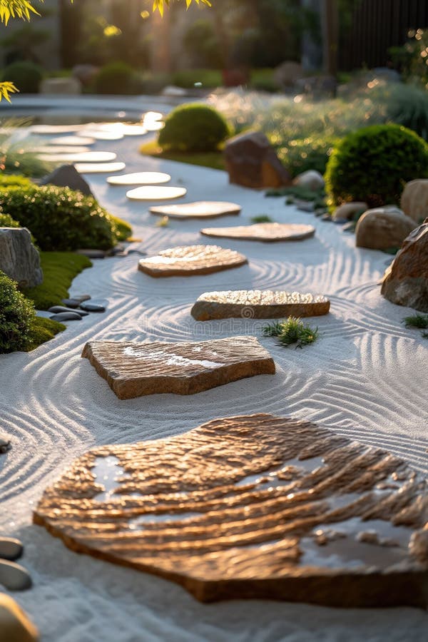 Blurred Zen Garden Path with Wet Stones. AI Generation Stock ...