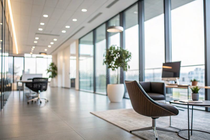 Blurring the Background in a Modern Office Interior Stock Illustration ...