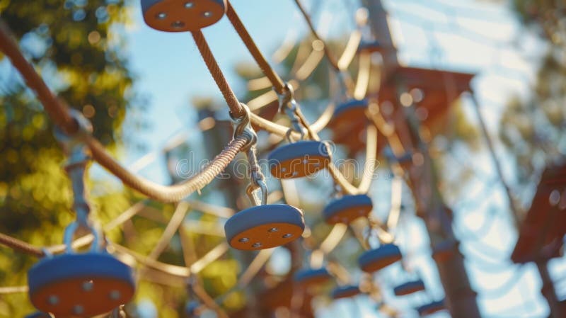 Blurry Aerial Ropes Course Providing a Birds Eye View of the Excitement ...