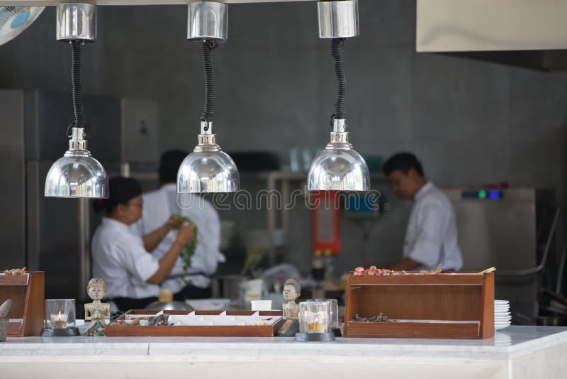 Blurry Background of Chef in Hotel or Restaurant Kitchen Cooking Stock ...