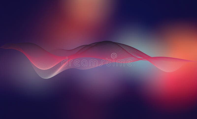 Digital Illustration of Soundwave and Particles. Curvy Wireframe on ...