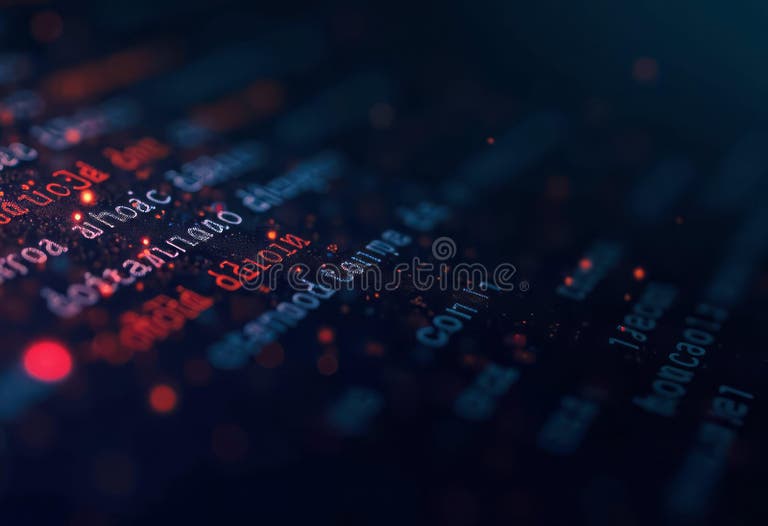 Blurry Binary Code Background with Glowing Text Stock Illustration ...