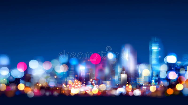 Blurry Bokeh Background Featuring an Abstract Chicago Cityscape Skyline ...
