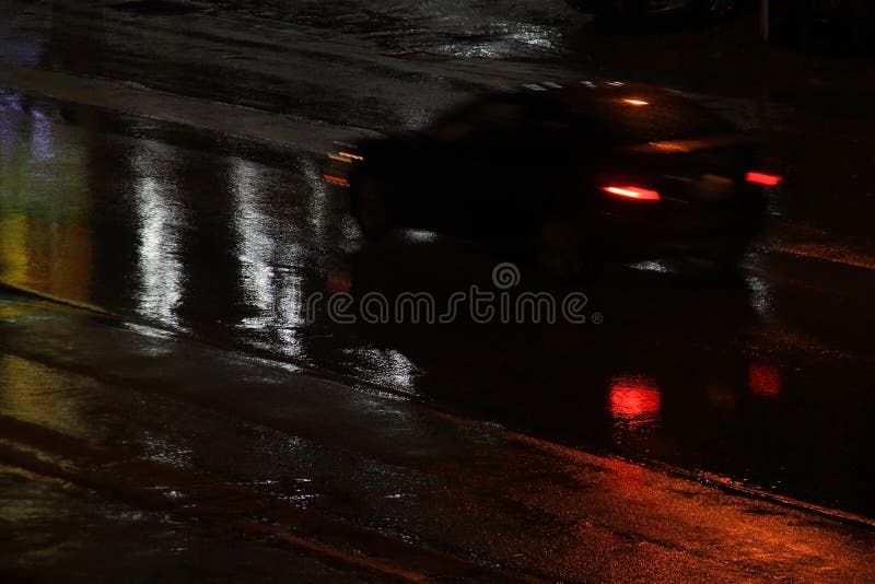 Blurry Car Speeding at Night Stock Photo - Image of road, dark: 263160014