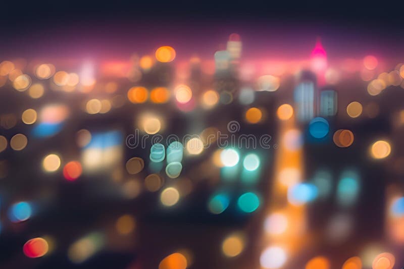 Landscape Background of Blurry City Lights at Night. Stock Illustration ...