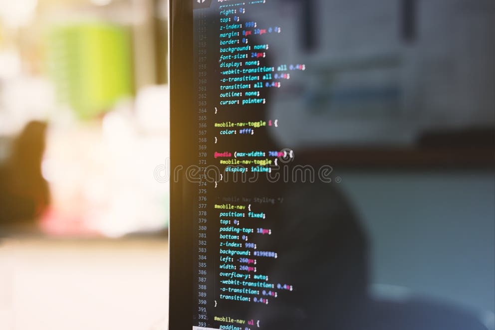 Blurry Coding and Programming for Web Development and Web Design Stock Image - Image of network ...