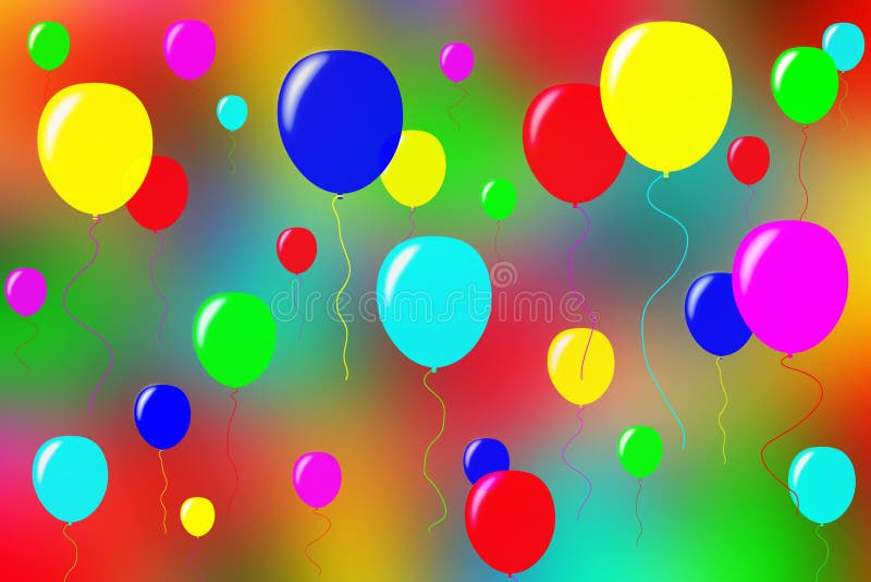On a Blurry Colored Surface Colored Bulk Balloons Stock Illustration ...