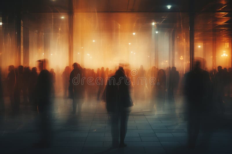 Blurry Crowd of Hurrying People in the City Stock Illustration ...