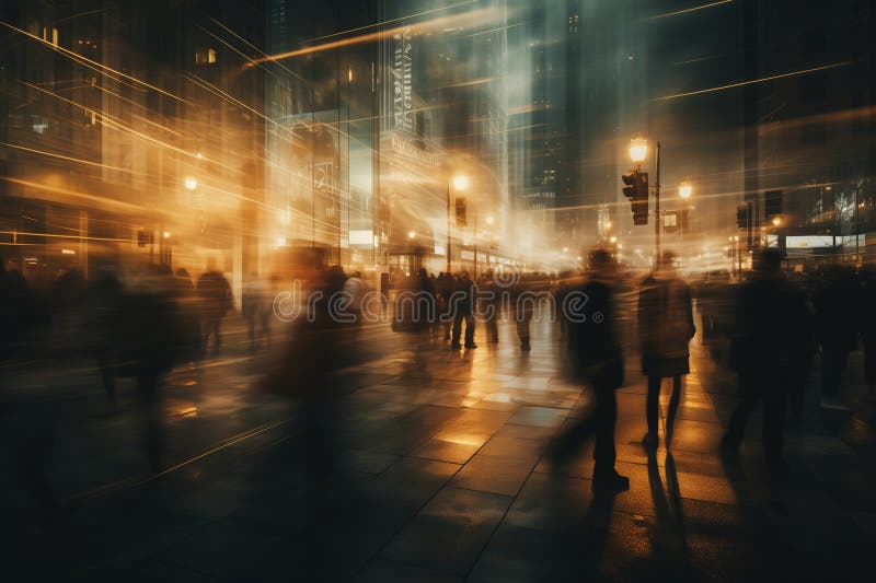 Blurry Crowd of Hurrying People in the City Stock Illustration ...