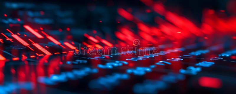 Blurry Digital Binary Code and Stock Graphs Stock Image - Image of ...