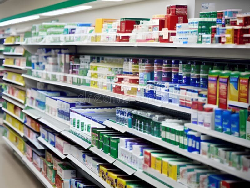 Blurry Drug Store Pharmacy Background Stock Illustration - Illustration ...
