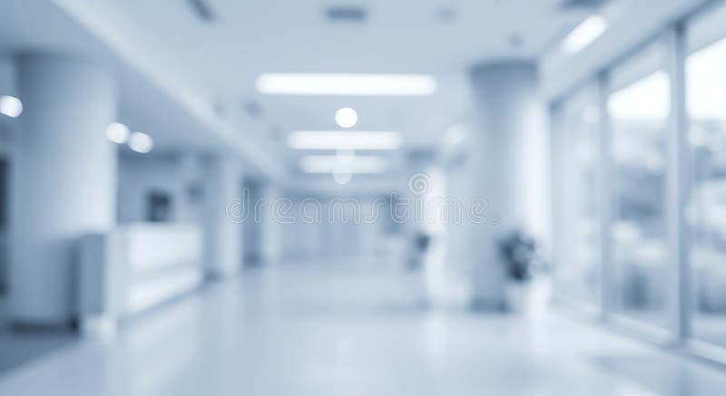 Blurry Hallway Interior with Light Blue Tone and Window Stock ...