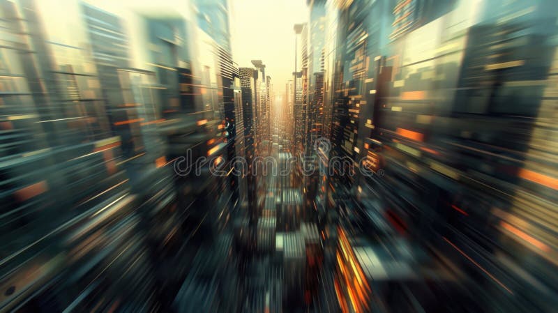 Blurry High Rise Buildings Form the Background of a Modern Megapolis ...