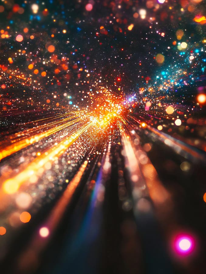 A Blurry Image of a City Street at Night with Bright Lights Stock Image ...