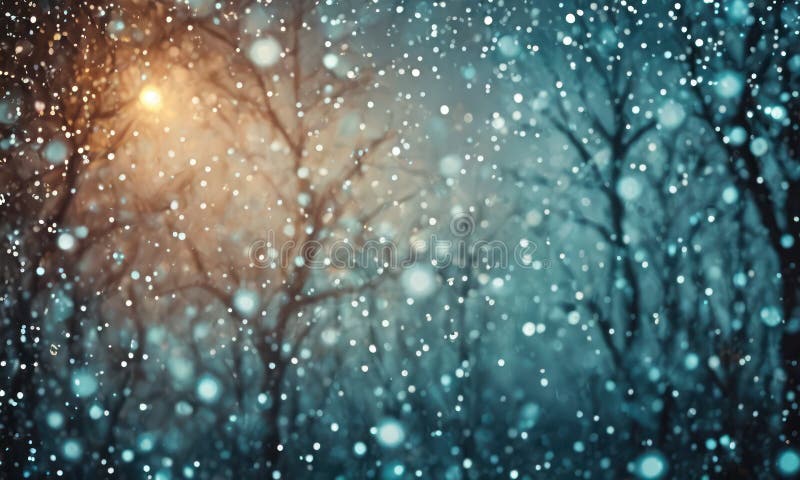 A Blurry Image of a Forest with Snow Falling on it. Stock Illustration ...