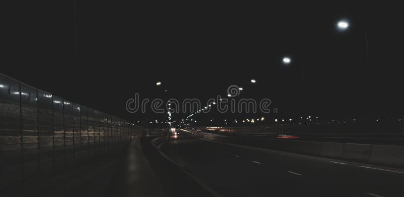 Blurry Image of a Road Bridge at Night Stock Photo - Image of seye ...