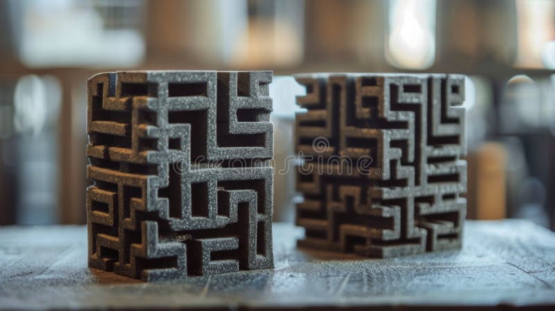 A Blurry Image Shows Two Thick Blocks of Rubberlike Material Each with ...
