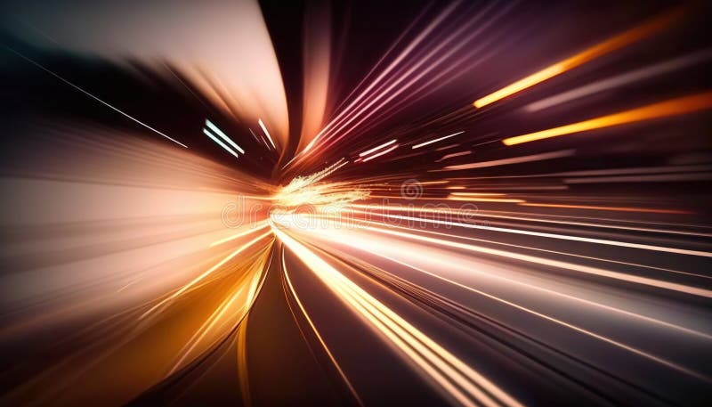 A Blurry Image of a Speed Train Going through the City Stock ...