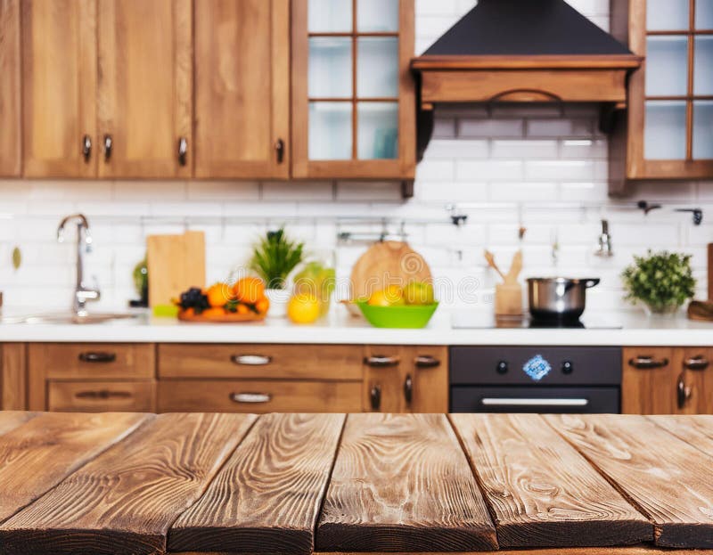 Blurry Kitchen Background with Tabletop Stock Illustration ...