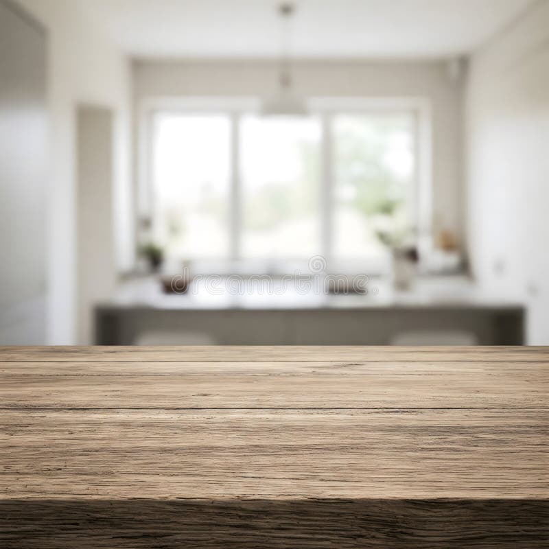 A Blurry Kitchen Interior with a Large Window, Contrasted with a Clear ...