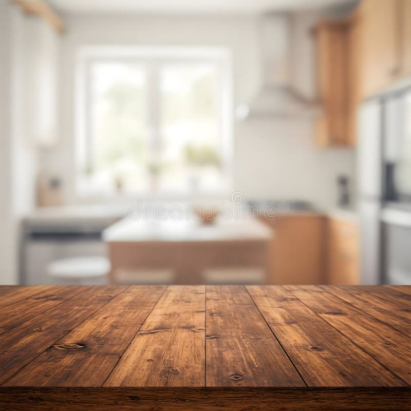A Blurry Kitchen Interior with a Window and Cabinets, Contrasted with a ...