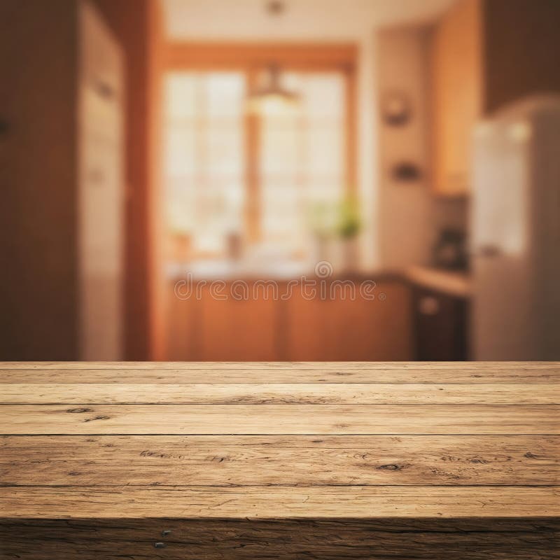 A Blurry Kitchen Interior with a Window and Cabinets, Contrasted with a ...