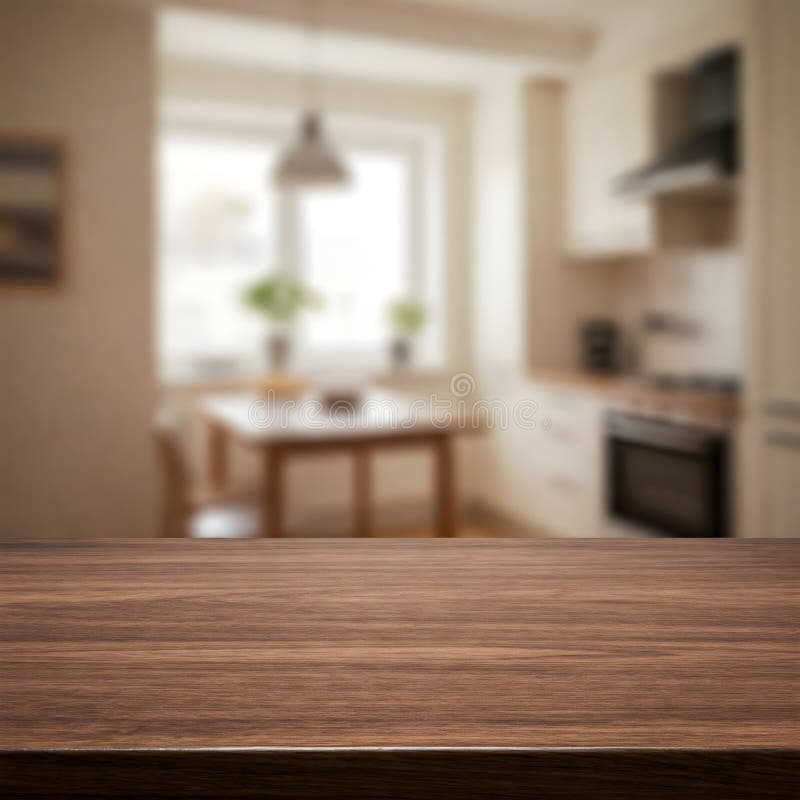 A Blurry Kitchen Interior with a Window and Dining Table, Contrasted ...