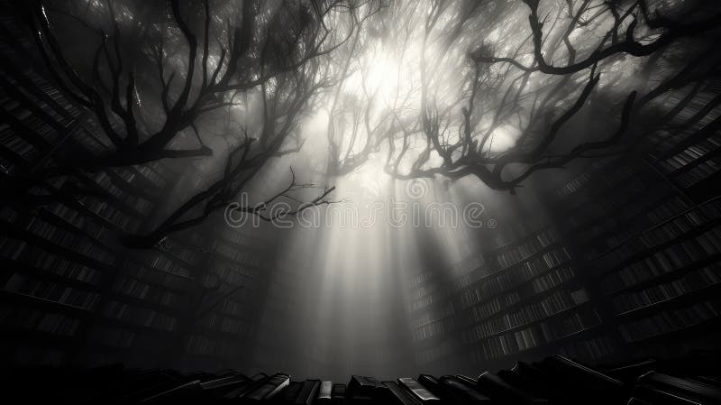 Blurry Library Books Black and White Stock Illustration - Illustration ...