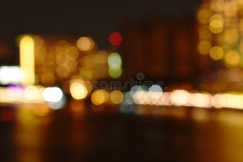 Blurry Light of Building on River Background and Texture Stock Photo ...