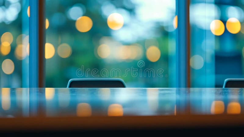 Blurry Lights Reflecting on a Polished Table Casting Light Onto the ...