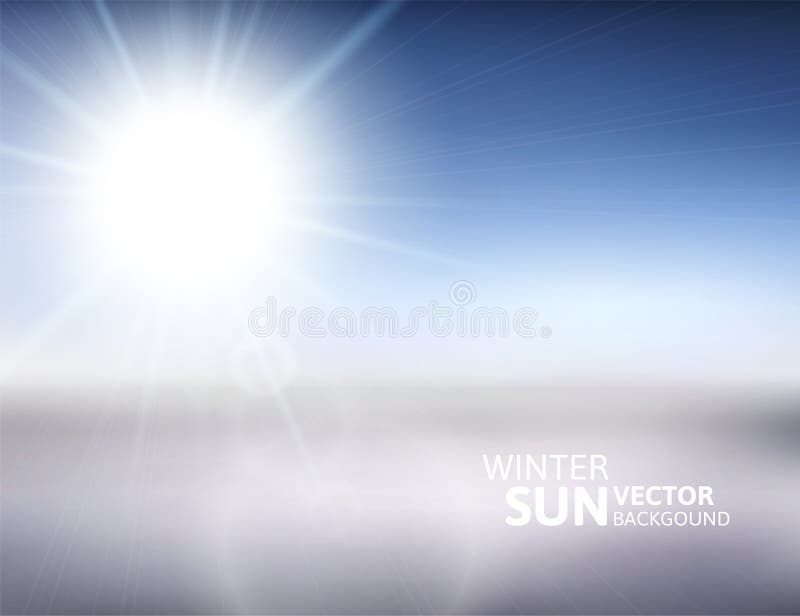 Blurry Mountain, and Blue Sky with Winter Sun Stock Vector ...