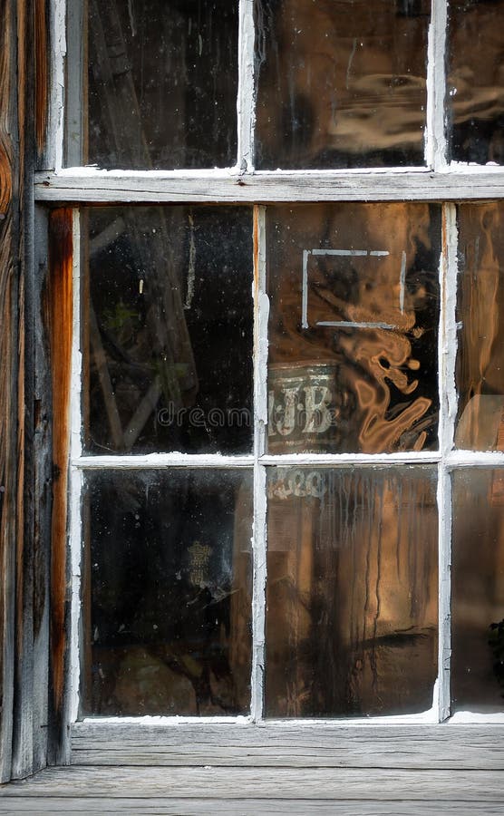 Blurry Objects in Old Window Frame Stock Image - Image of outside ...