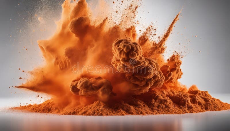 A Blurry Orange Explosion with Orange Powder Flying Everywhere Stock ...