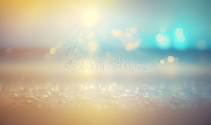 A Blurry Photo of a Beach with a Bright Sun Stock Illustration ...