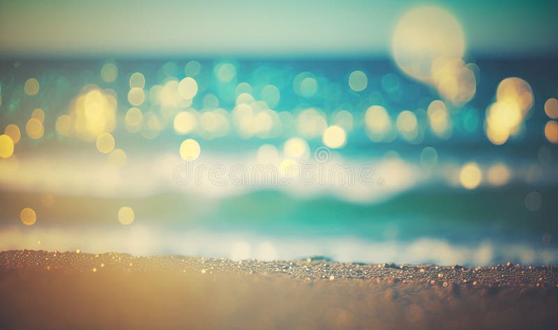 A Blurry Photo of a Beach with a Blurry Ocean in the Background Stock ...