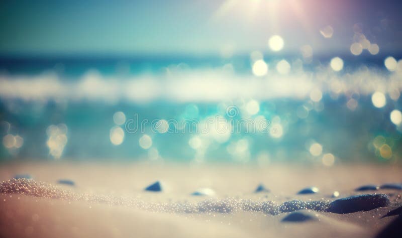 A Blurry Photo of a Beach with Rocks and Water Stock Illustration ...